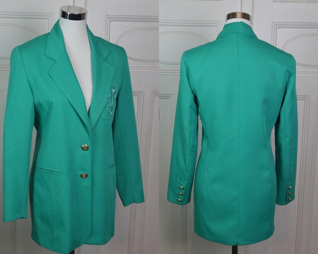 Aqua Turquoise Green Blazer, Size 10 USA European Vintage Jacket - Etsy