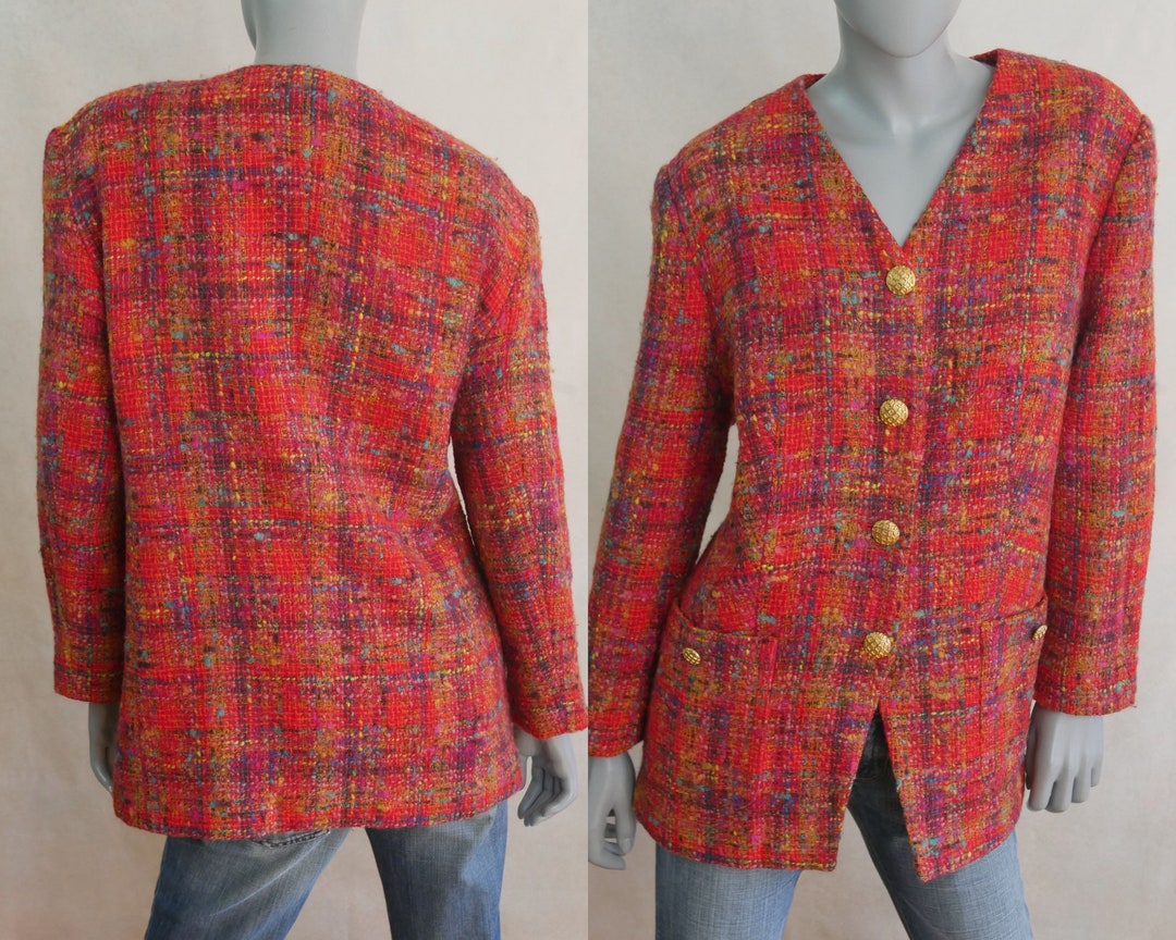 80s Vintage Red Tweed Blazer Yarell Bouclé Princess Diana - Etsy