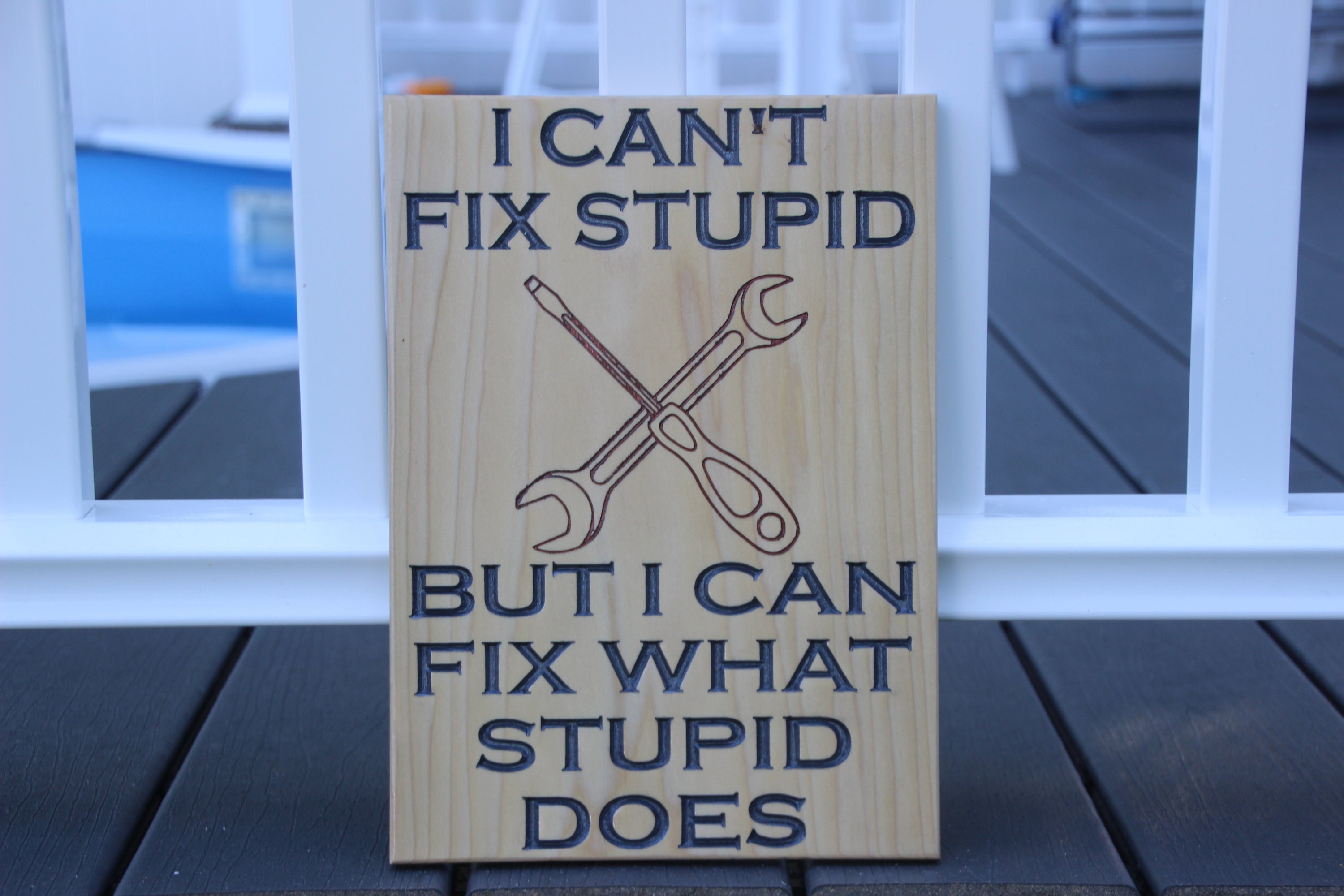CNC Carved Poplar Plaque, I Can't Fix Stupid - Etsy