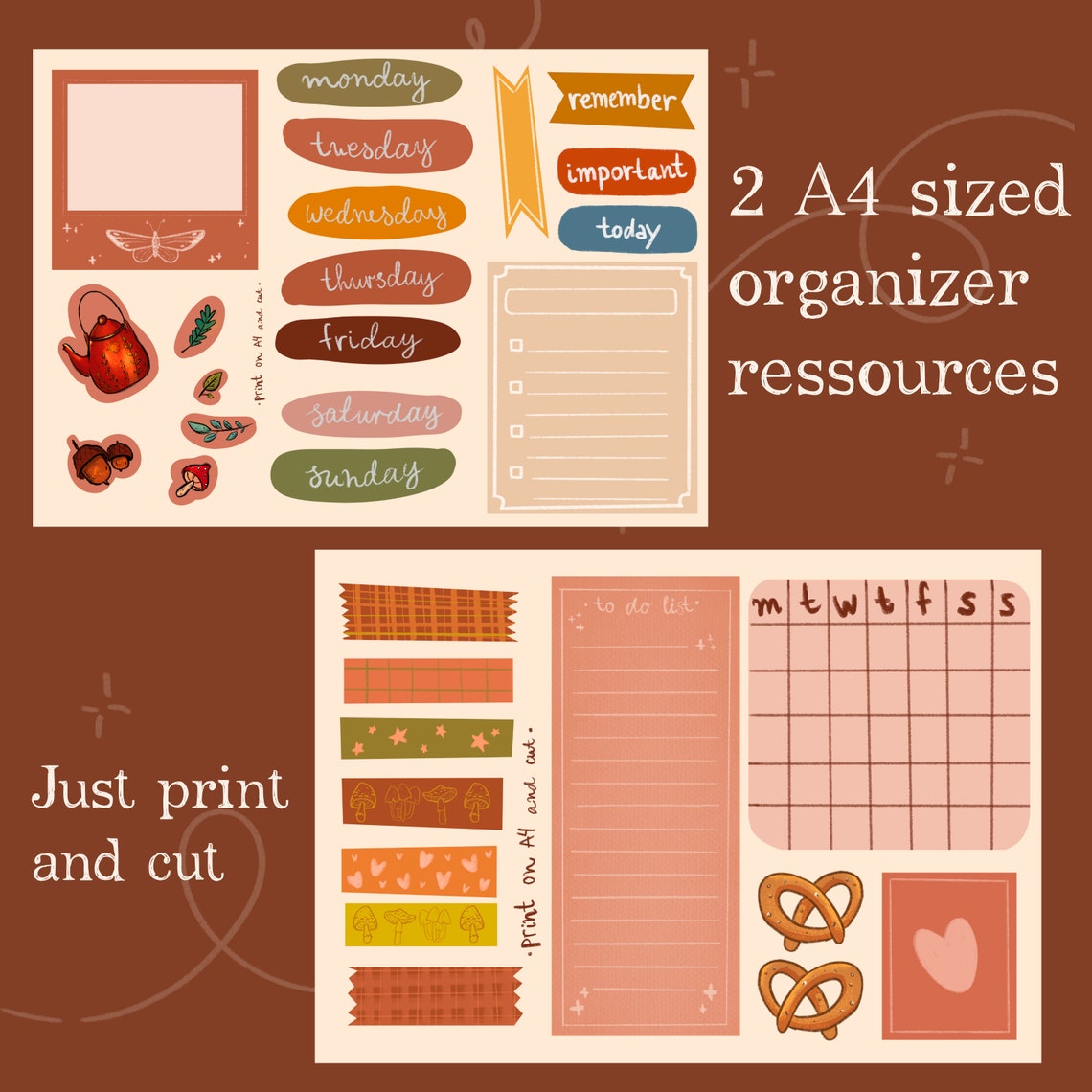 Cottagecore Printable Stationery and Planner Kit Bullet - Etsy