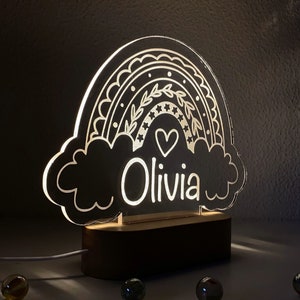Rainbow Kids and Baby Night Light Personalized Custom Night - Etsy