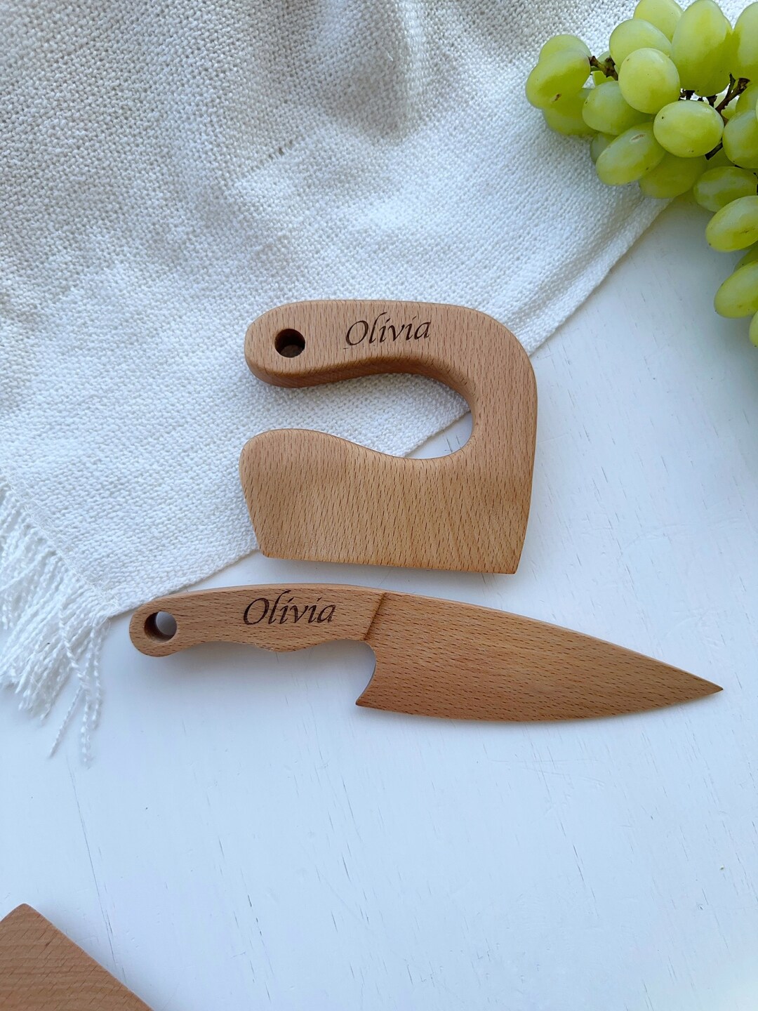 Personalized Montessori Wooden Knife Set: Safe Kids Utensil for Toddler ...