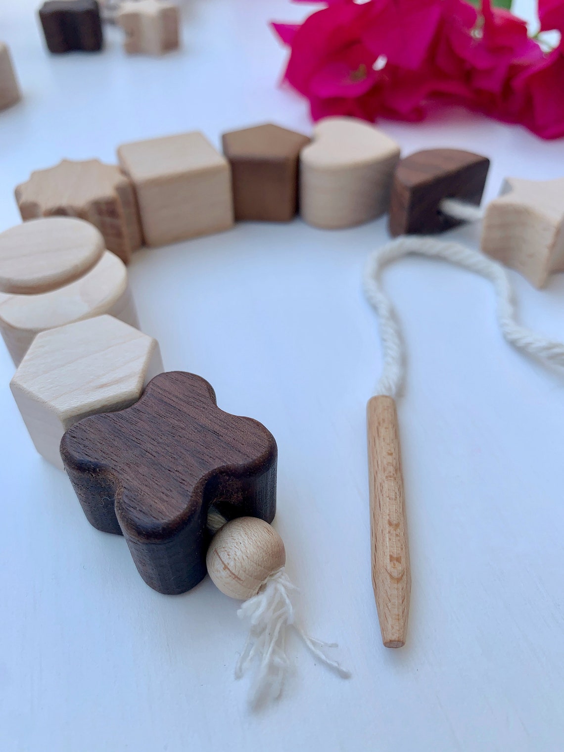 Wooden Lacing Beads Montessori Toy Threading Toy Sensory - Etsy