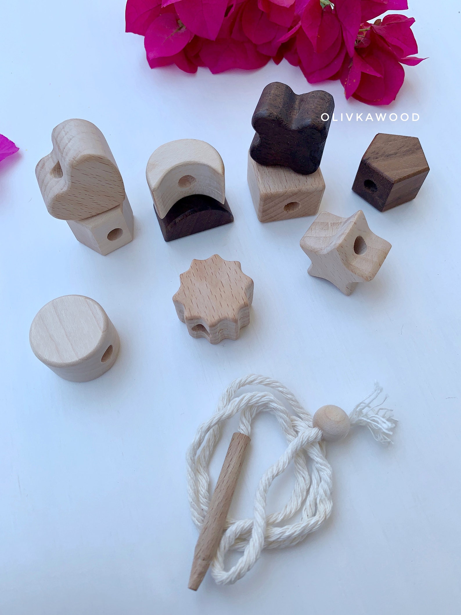 Wooden Lacing Beads Montessori Toy Threading Toy Sensory - Etsy