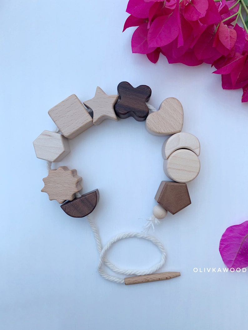 Wooden Lacing Beads Montessori Toy Threading Toy Sensory - Etsy
