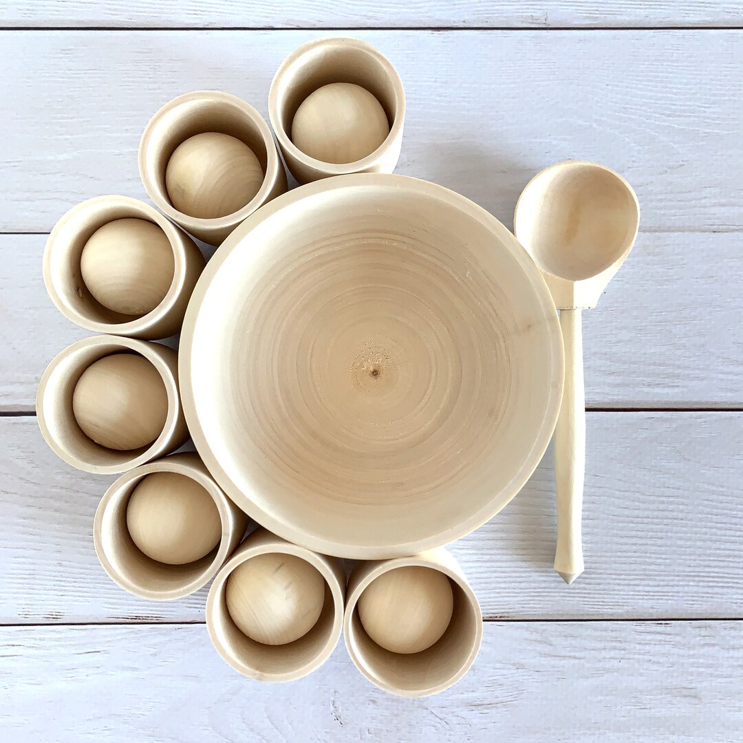 Montessori Unpainted Sorting Balls in Cups Toy Wooden Sorter - Etsy