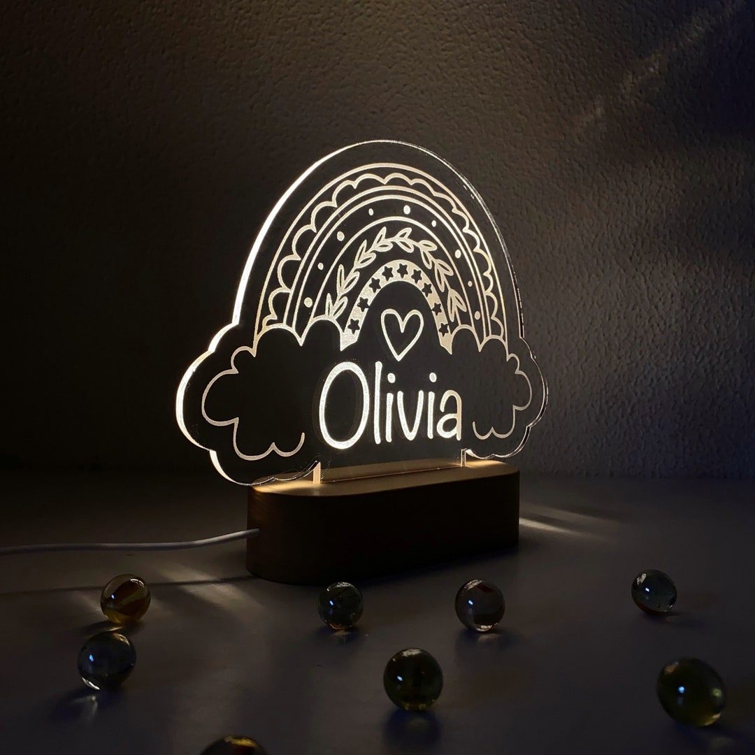 Rainbow Kids and Baby Night Light Personalized Custom Night - Etsy