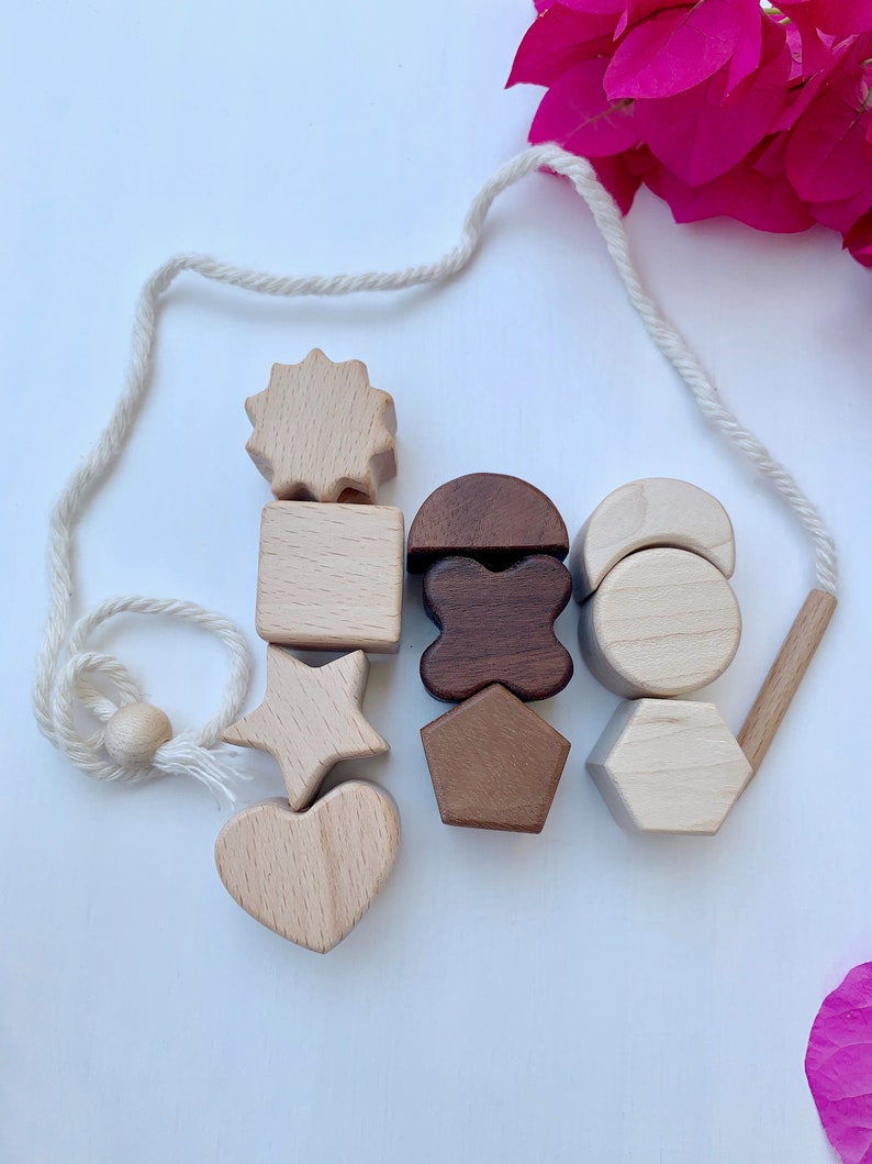 Wooden Lacing Beads Montessori Toy Threading Toy Sensory - Etsy