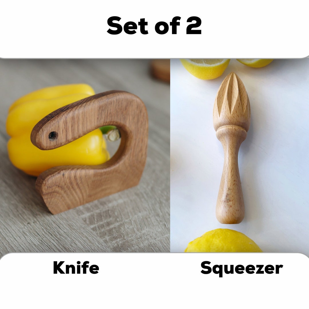 Toddler Safe Wooden Knife for Kids, Montessori Knife, Lemon Squeezer ...