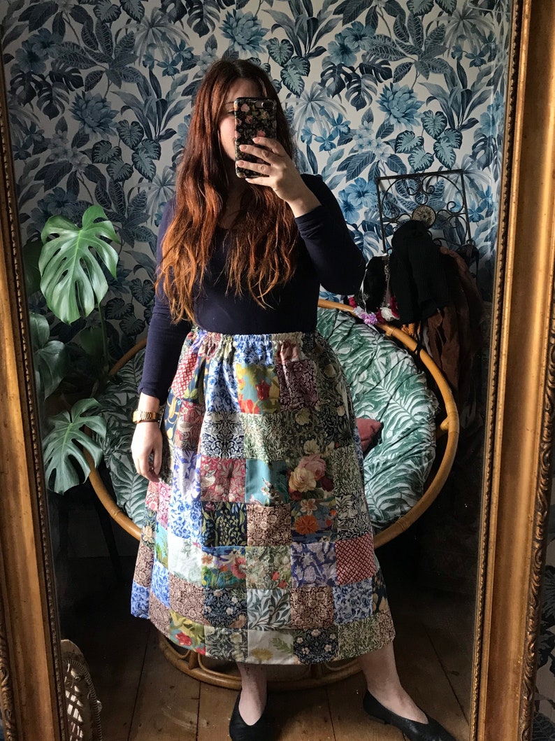 Womens Handmade Patchwork Midi Skirt Liberty Morris Vintage - Etsy