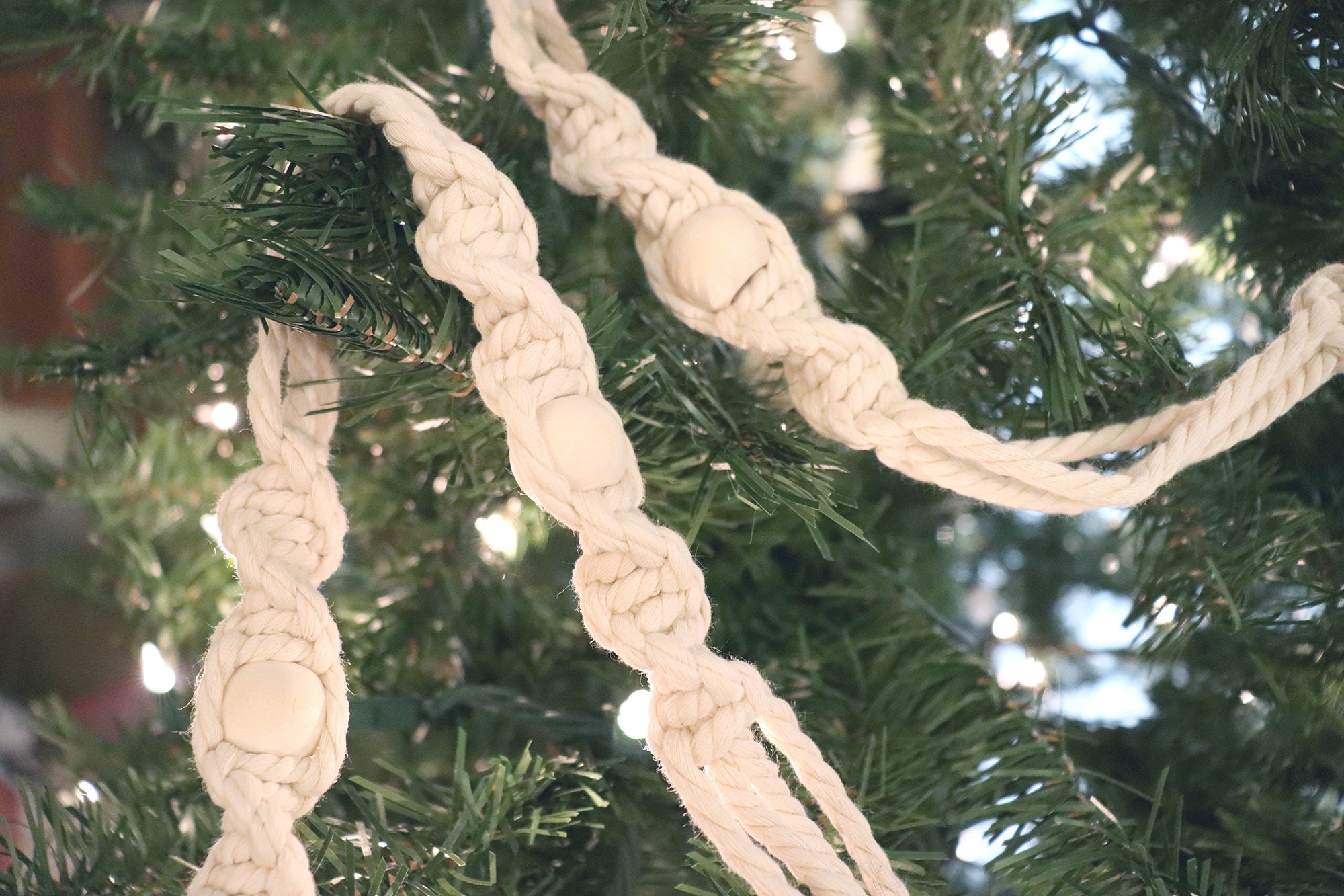 Macrame Christmas Garland, Christmas Decor, Boho Christmas, Coastal ...