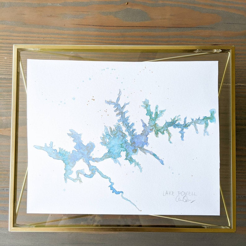 Lake Powell Art Watercolor Painting Map Abstract Handpainted - Etsy