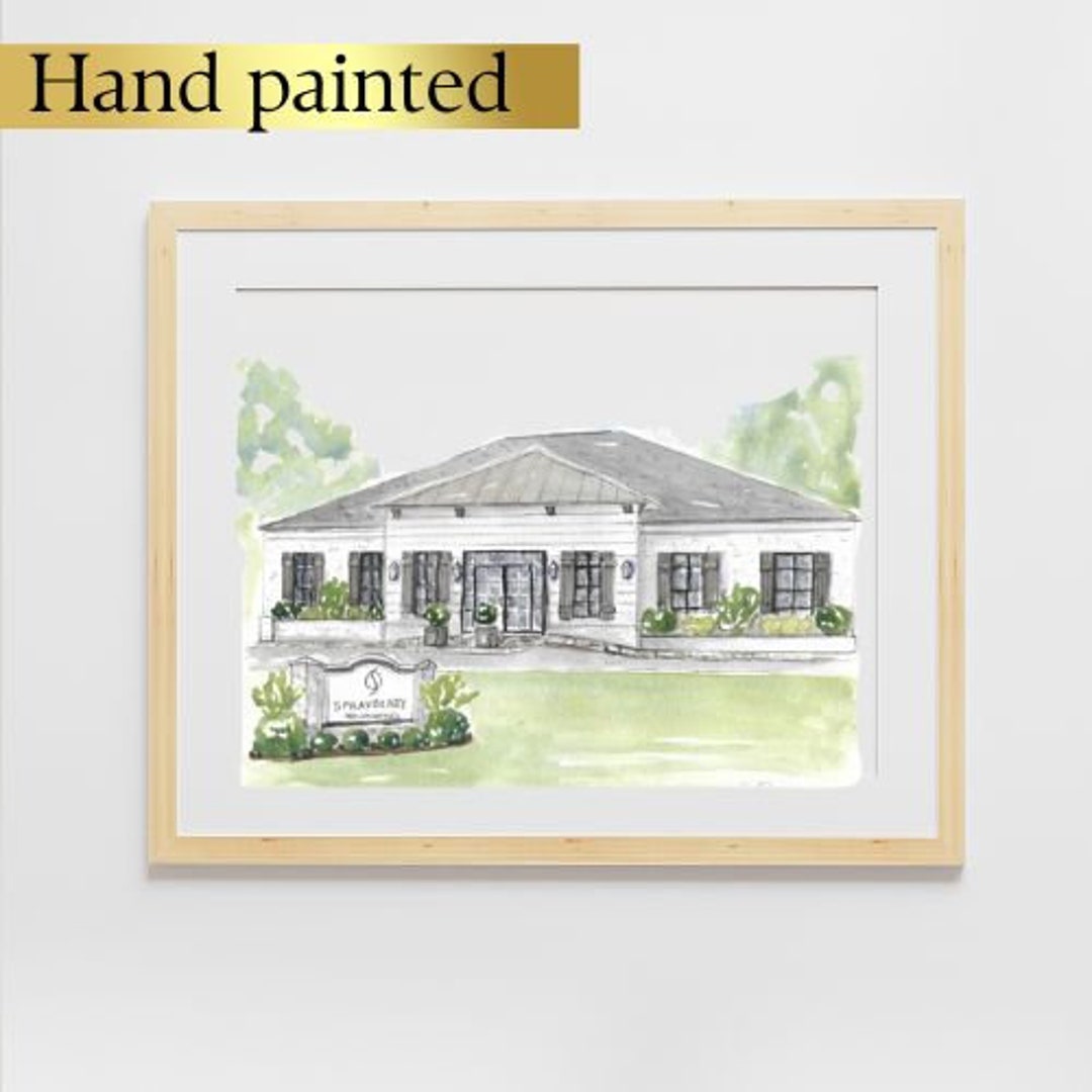 Custom Hand Painted Watercolor Store Painting, Storefront Commercial ...