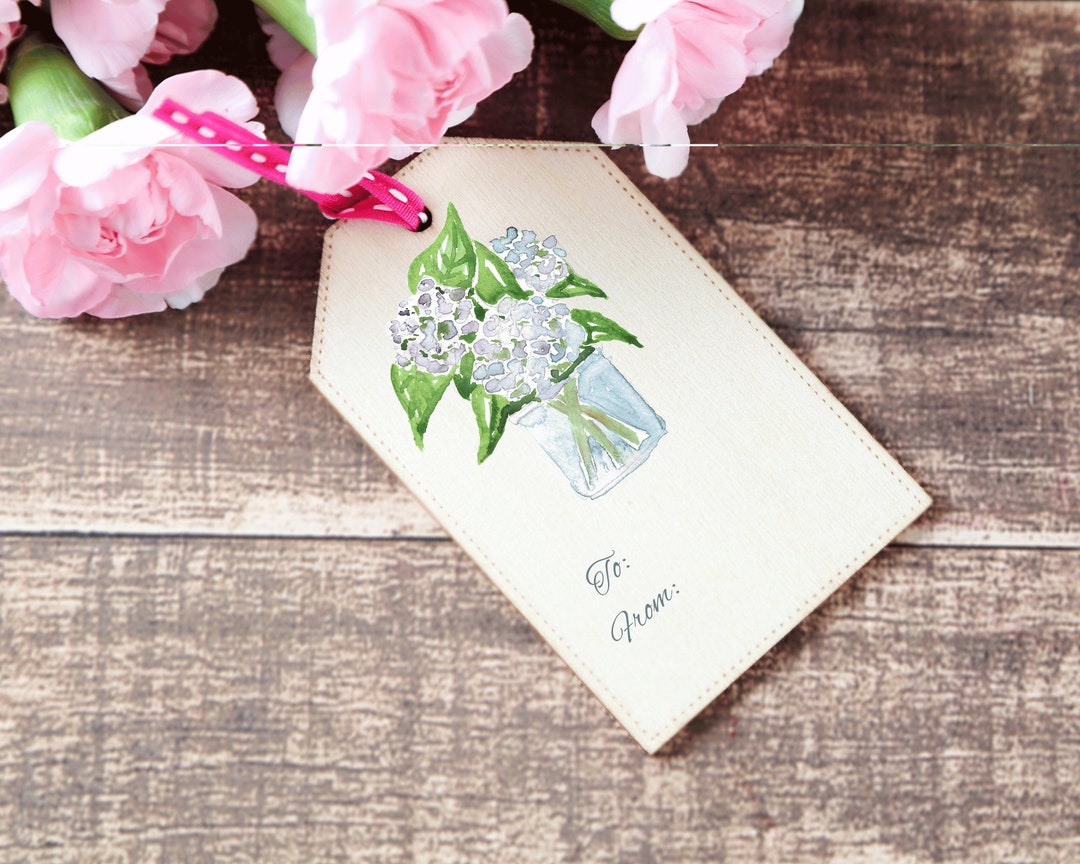 Hydrangea Gift Hang Tags - Original Watercolor Illustration - Digital ...