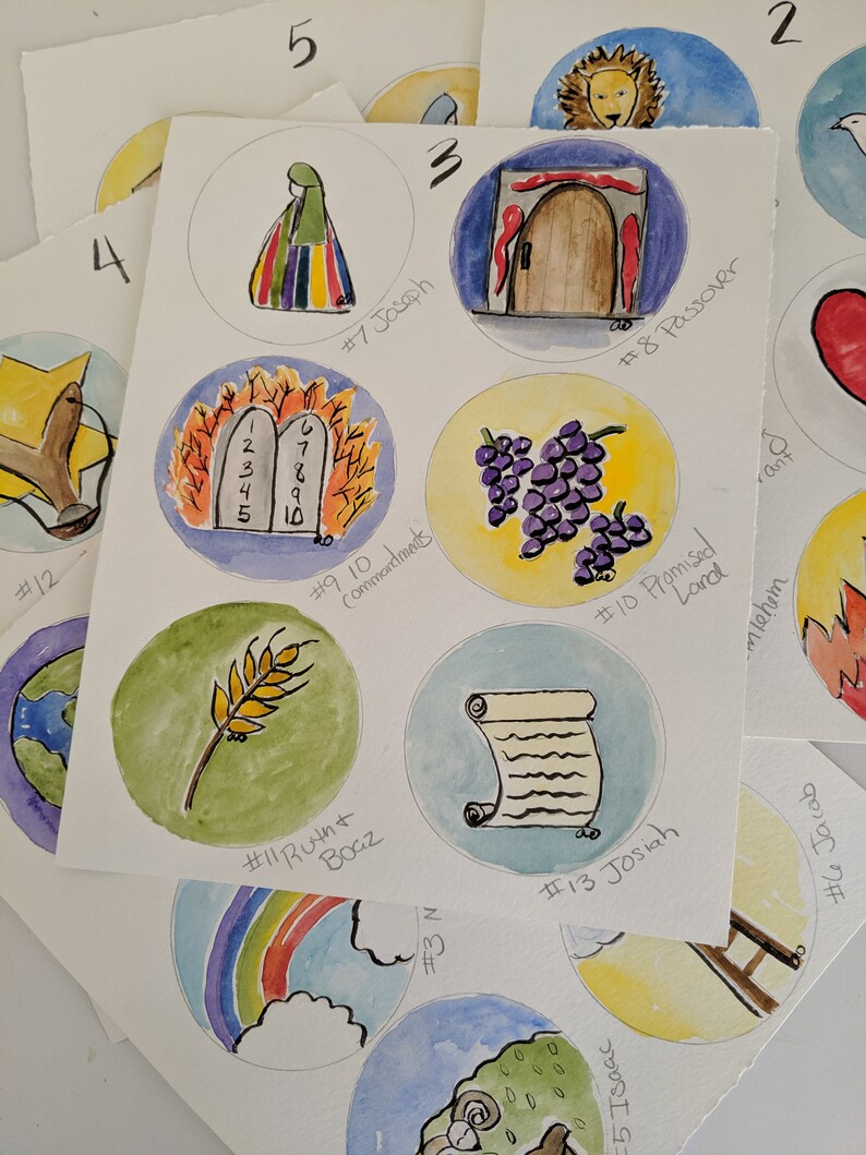 Jesse Tree Printable Watercolor Ornaments With Reading Plan, DIY Advent ...