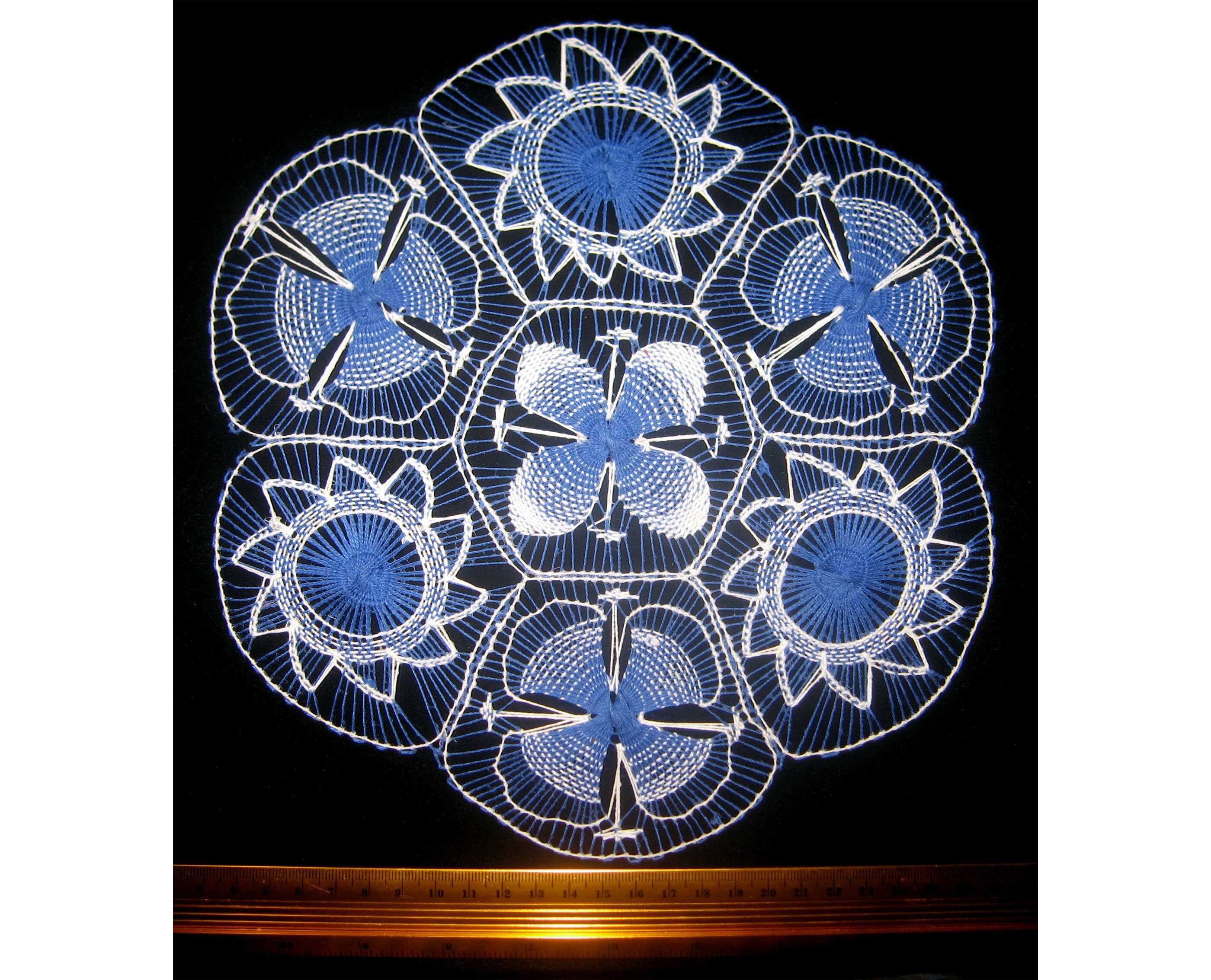 Angutí Nanduti Paraguayo encaje bordado azul redondo doily | Etsy