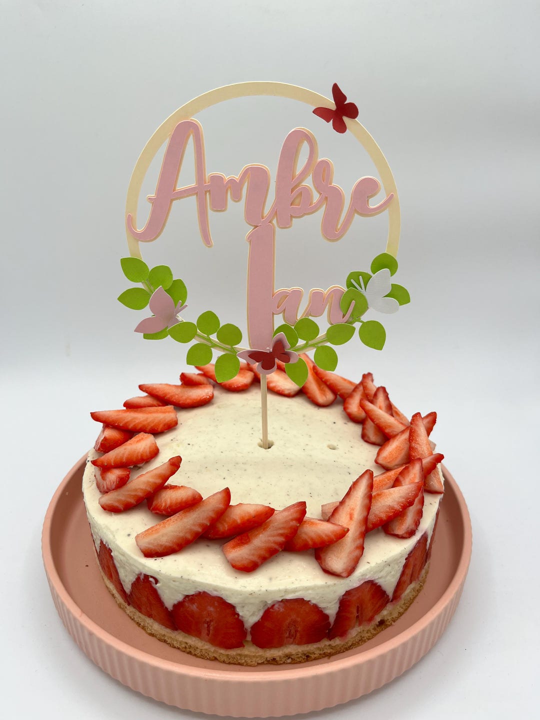 Pink Cake Topper for Girl With Butterflies to Personalize With First ...