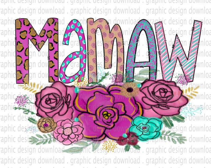 Mamaw Grandma Mothers Day Hand Drawn Watercolor PNG, Instant Download ...