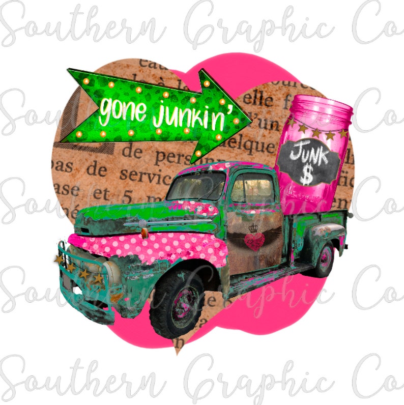 Gone Junkin Sublimation Designs Downloads Vintage Truck PNG | Etsy