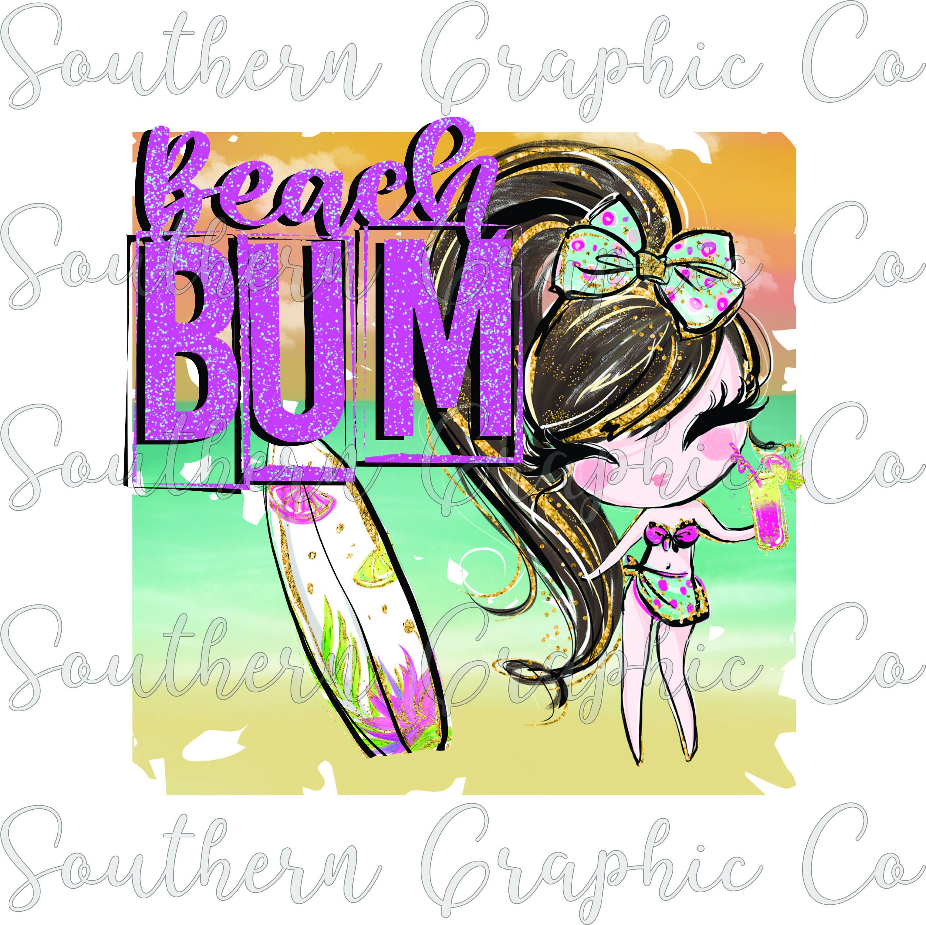 Beach Bum Summer Sublimation PNG instant download clipart | Etsy