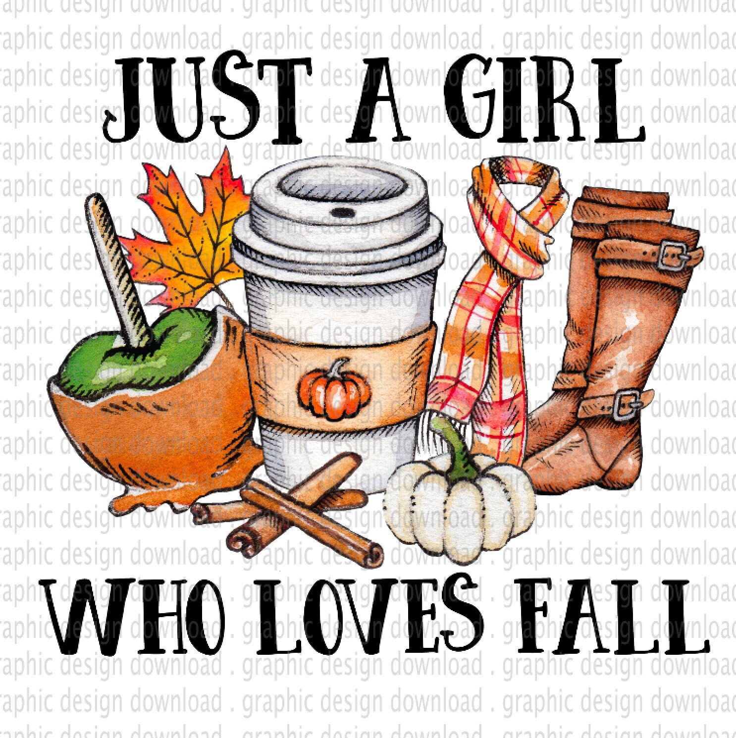Just a Girl Who Loves Fall Clipart PNG Instant Download | Etsy