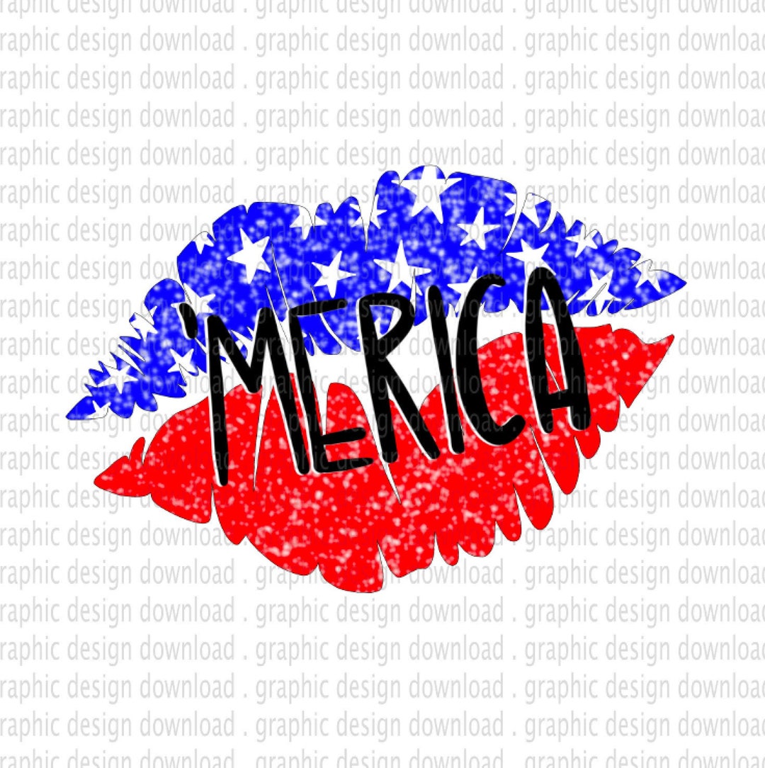 Merica Flag Lips Sublimation Design Download PNG Instant - Etsy