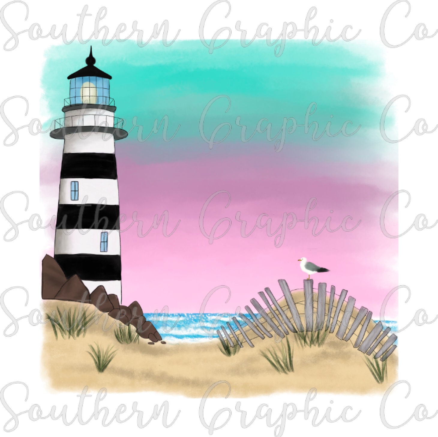 Hand Drawn Beach Scene Sublimation Designs Downloads Summer | Etsy