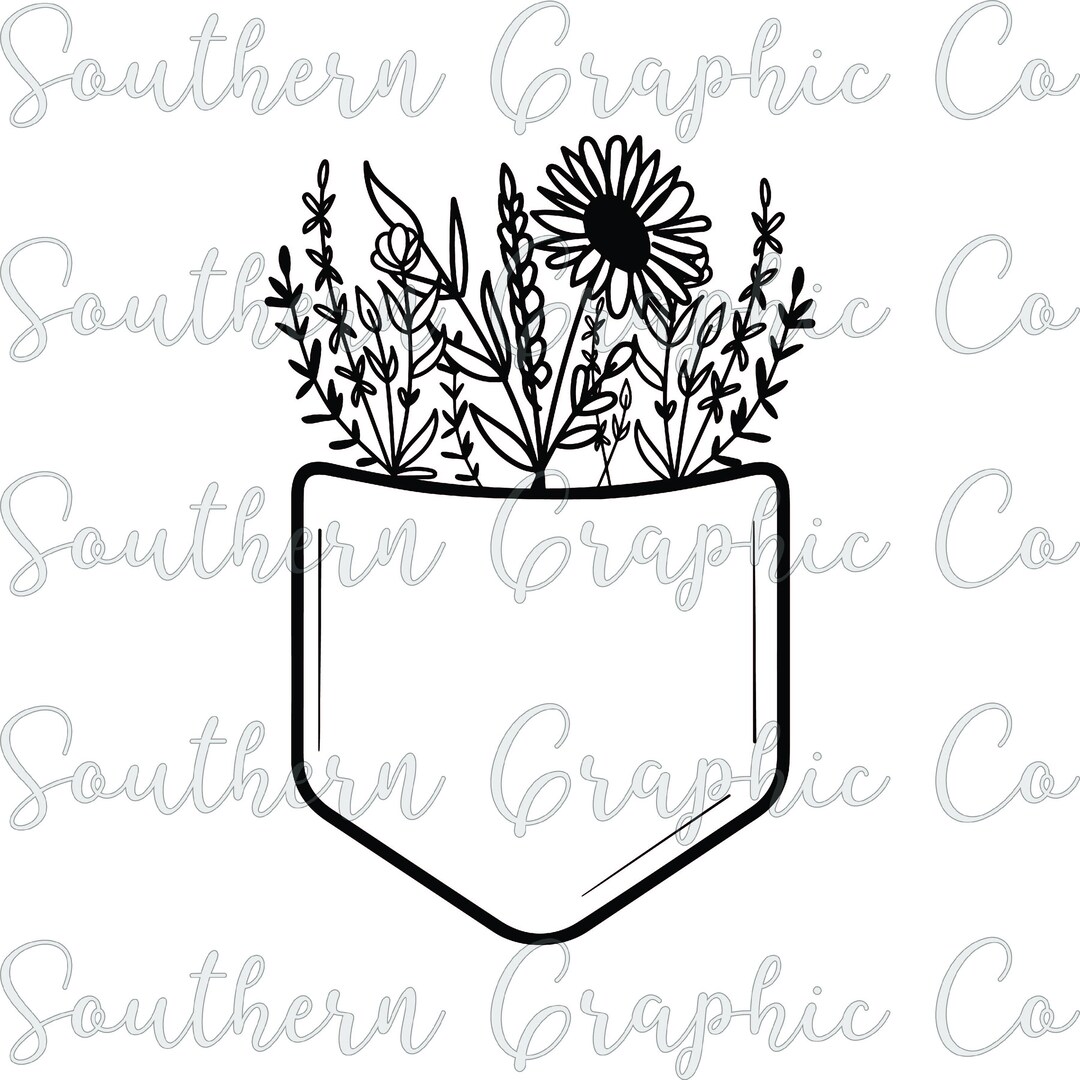 Minimalist SVG, Floral Pocket SVG Png, Hand Drawn SVG, Wildflower Svg ...