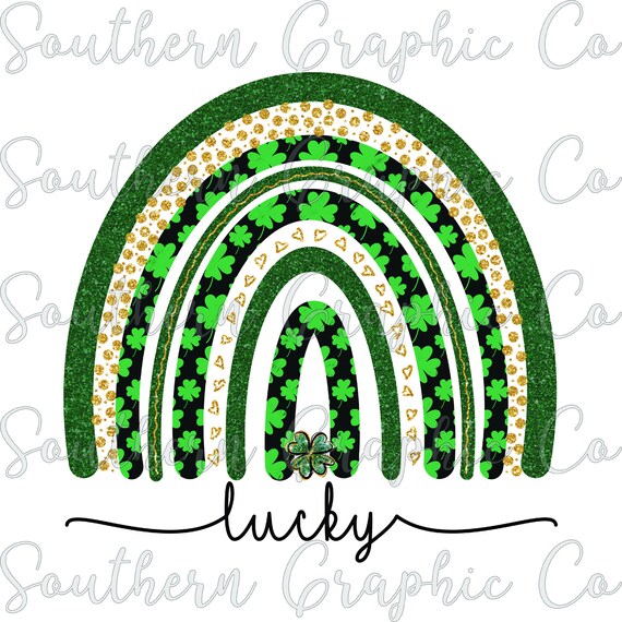 Lucky St Patricks Day PNG Glitter Rainbow PNG instant | Etsy