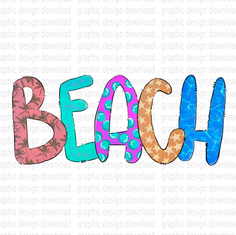 Beach Hand Drawn Word Art Clipart PNG Instant Download - Etsy Canada