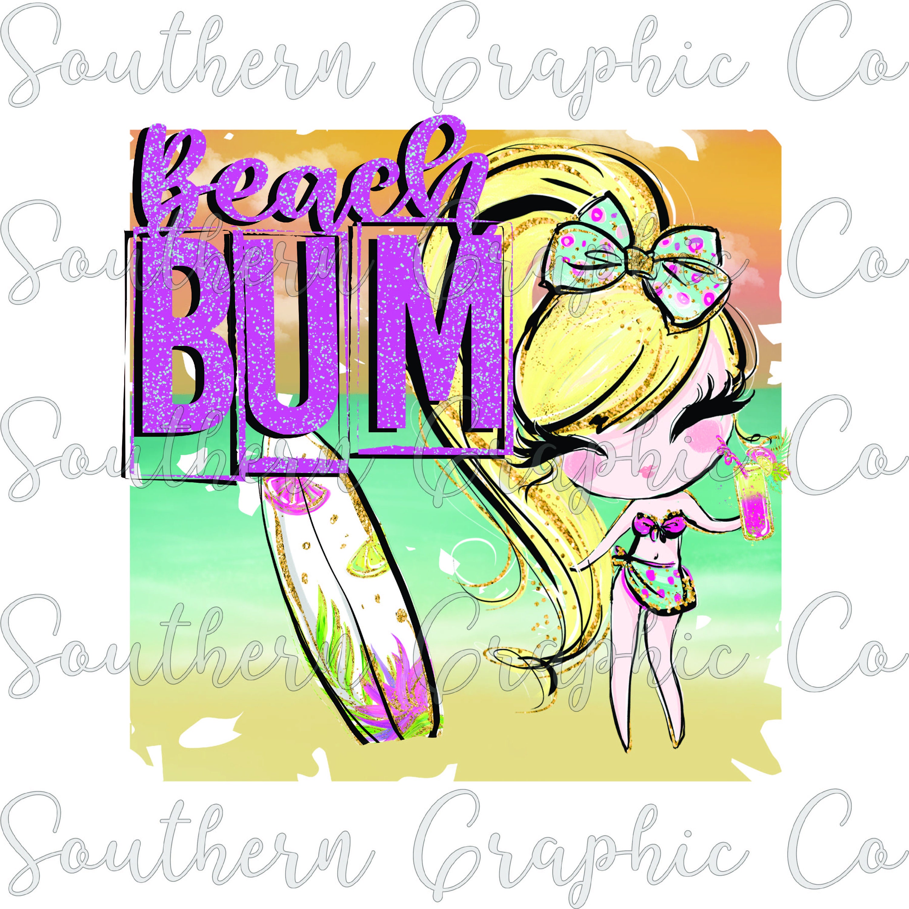 Beach Bum Summer Sublimation PNG instant download clipart | Etsy