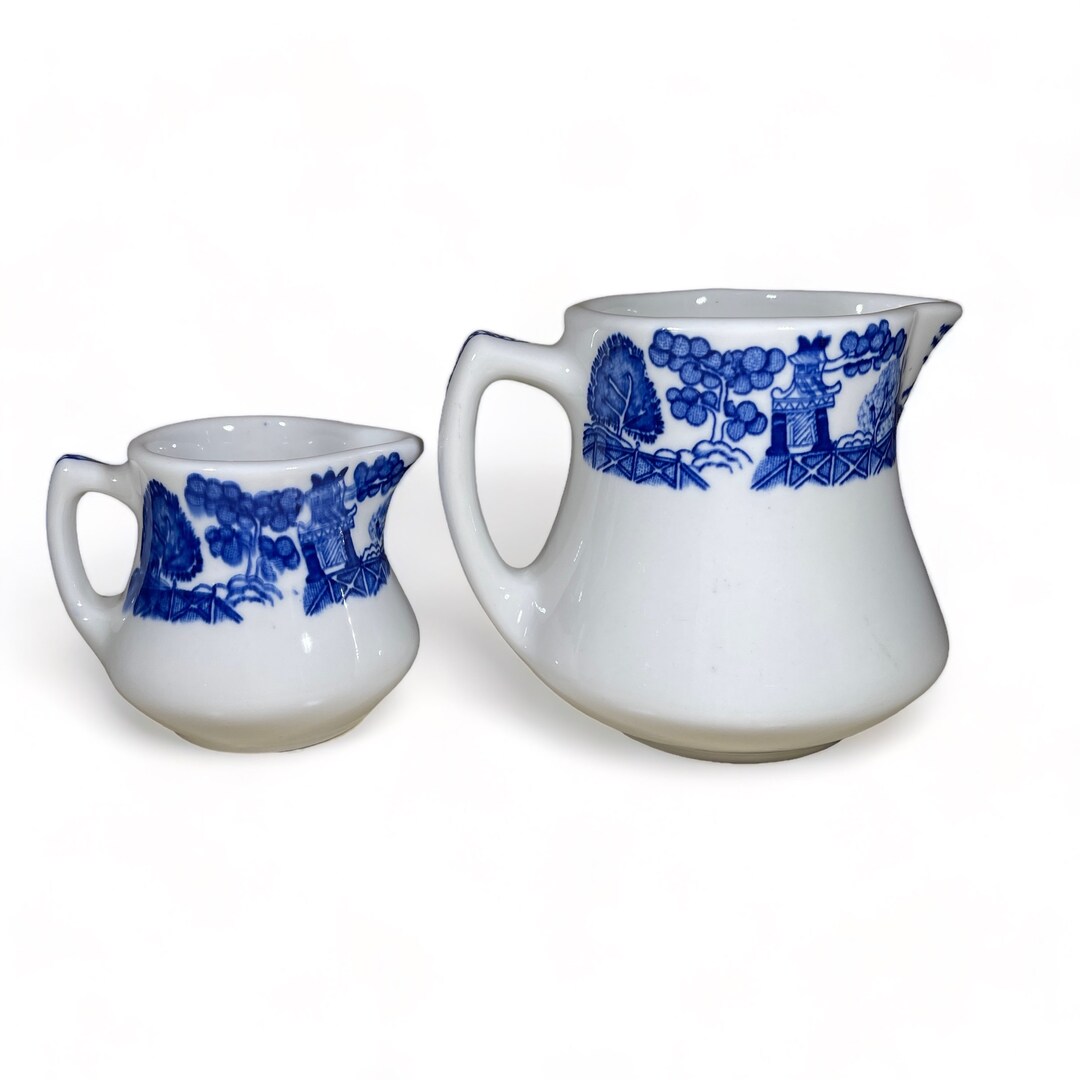 Jackson China Blue Willow Large and Individual Creamer, Vintage Set of ...
