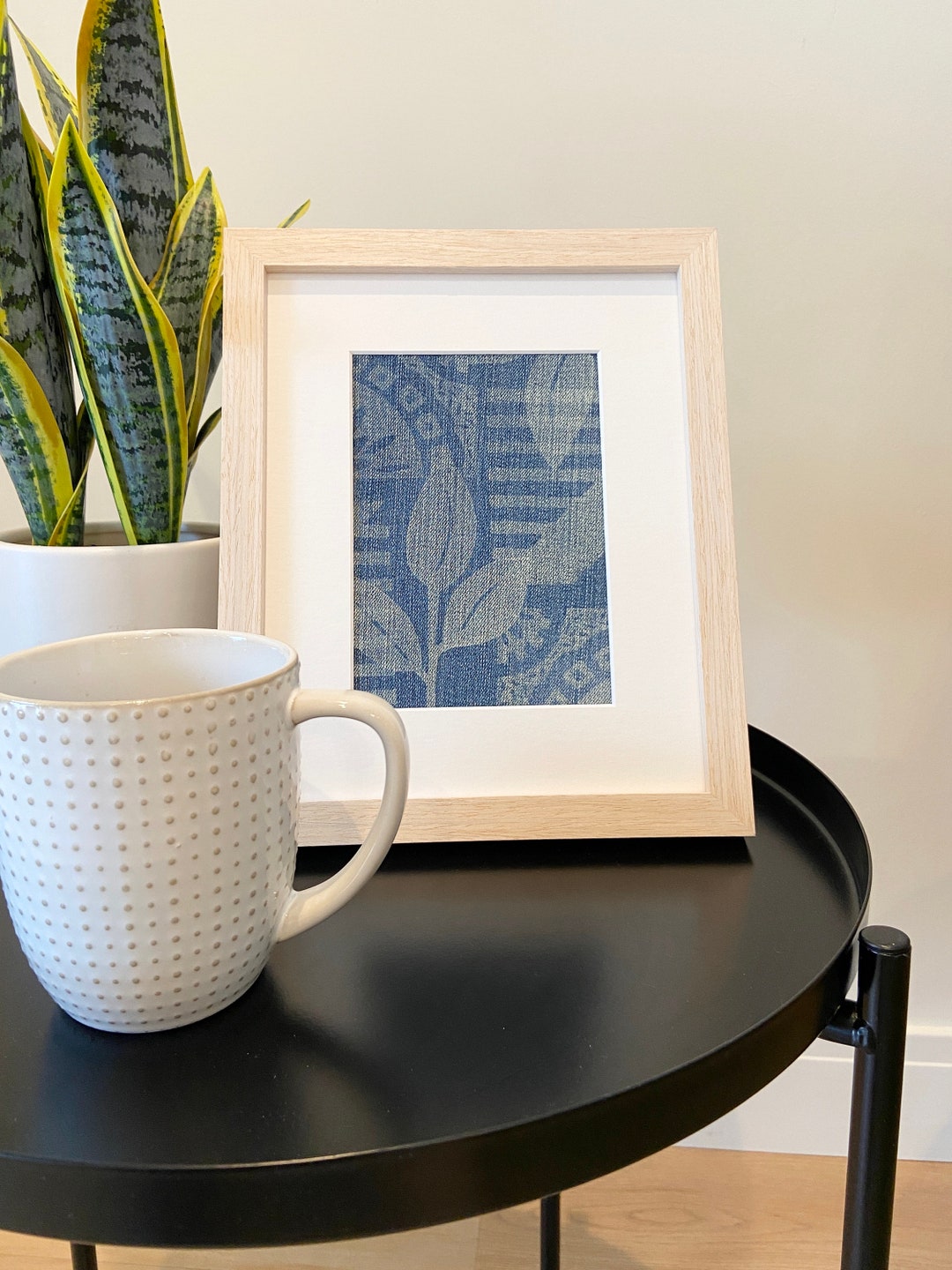 Upcycled Denim Wall Art, Textile Wall Art, Block Printed Art, Framed ...