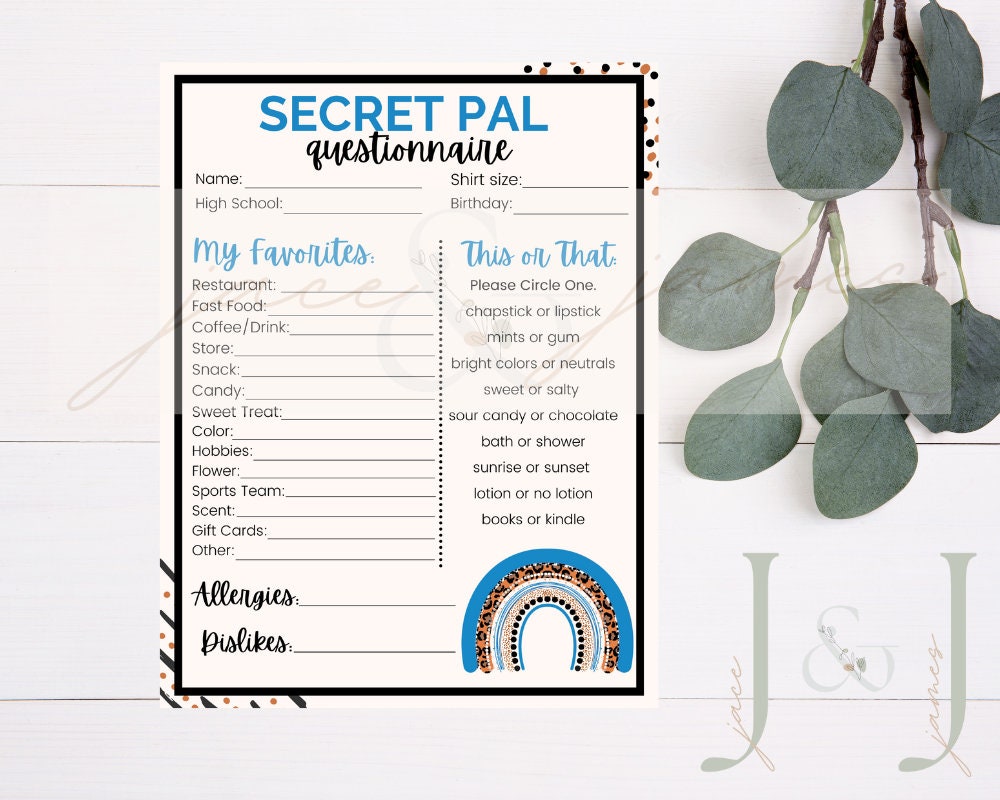 Secret Pal Questionnaire