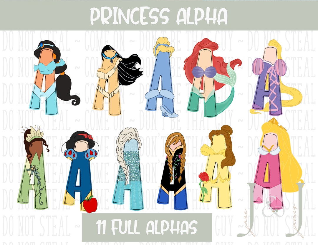 Princess Alpha Pack-Alfabeto Clipart-sublimación PNG - Etsy España
