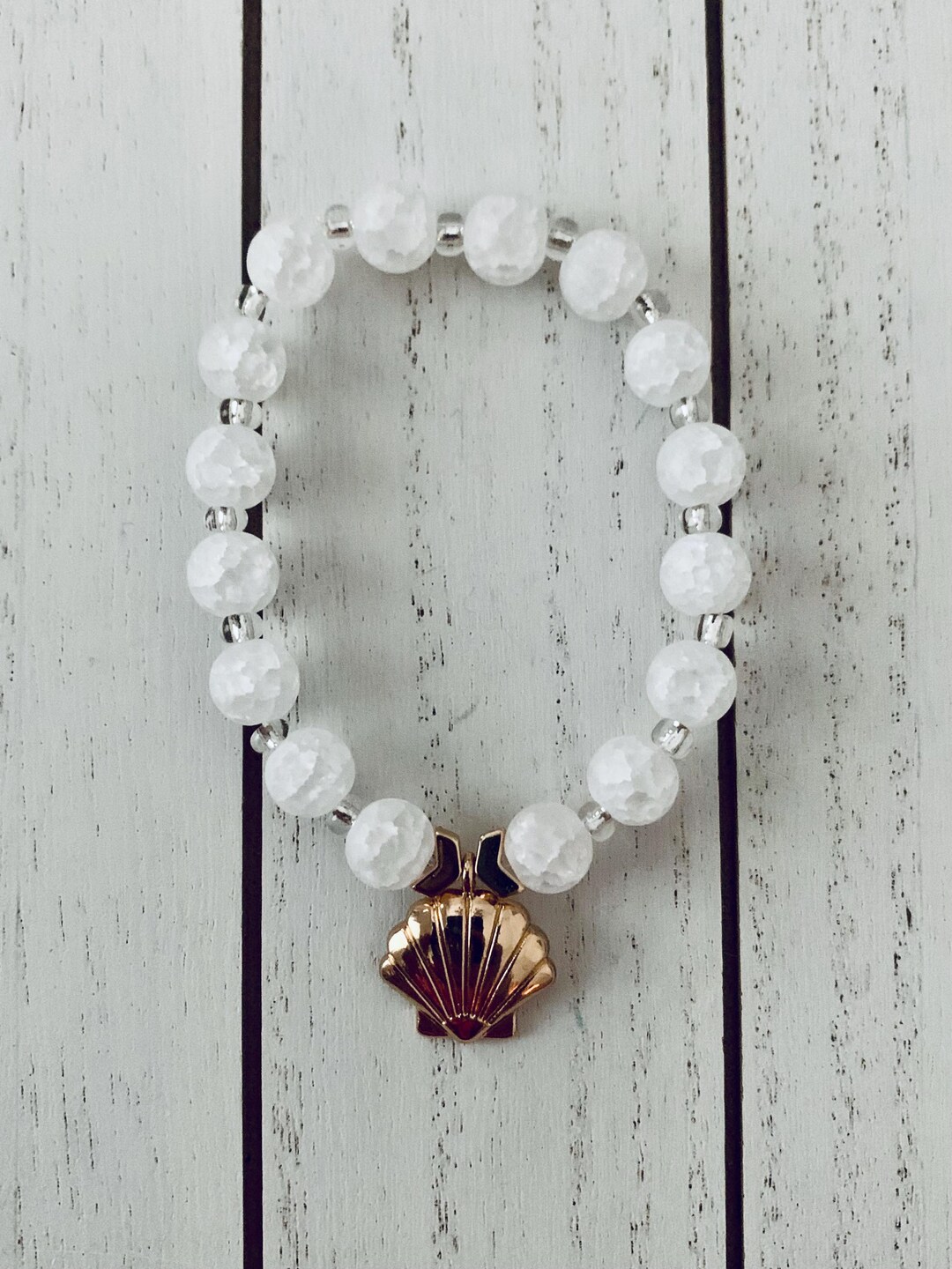 Handmade Beaded Jewelry - Gold Clam Shell - Etsy