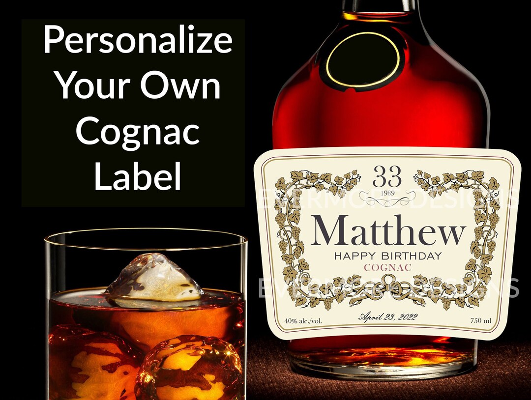 PRINTED or DIGITAL Personalized Custom Cognac Label Sticker - Etsy