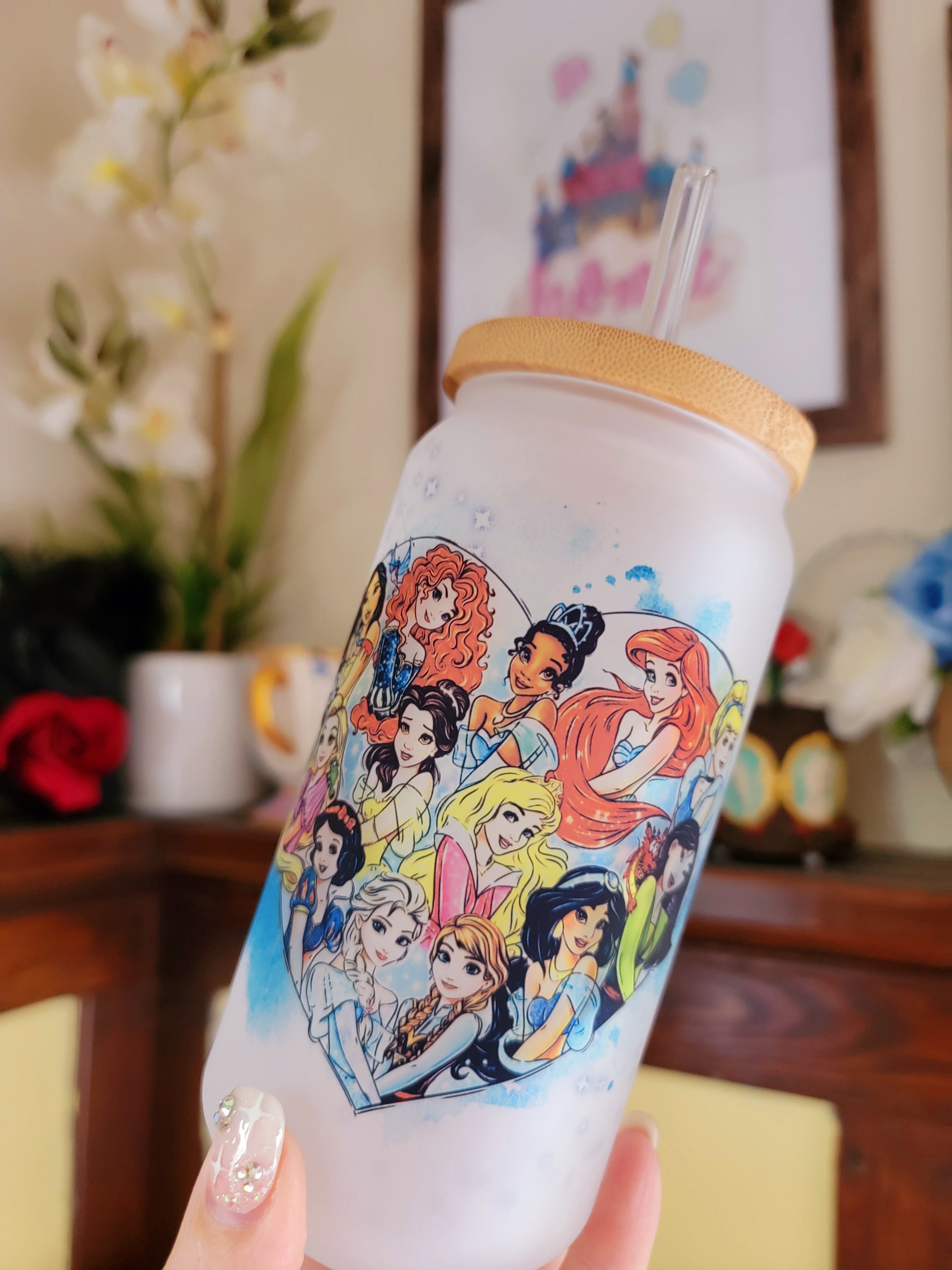 Princess Royalty Frosted Glass Cup - Etsy