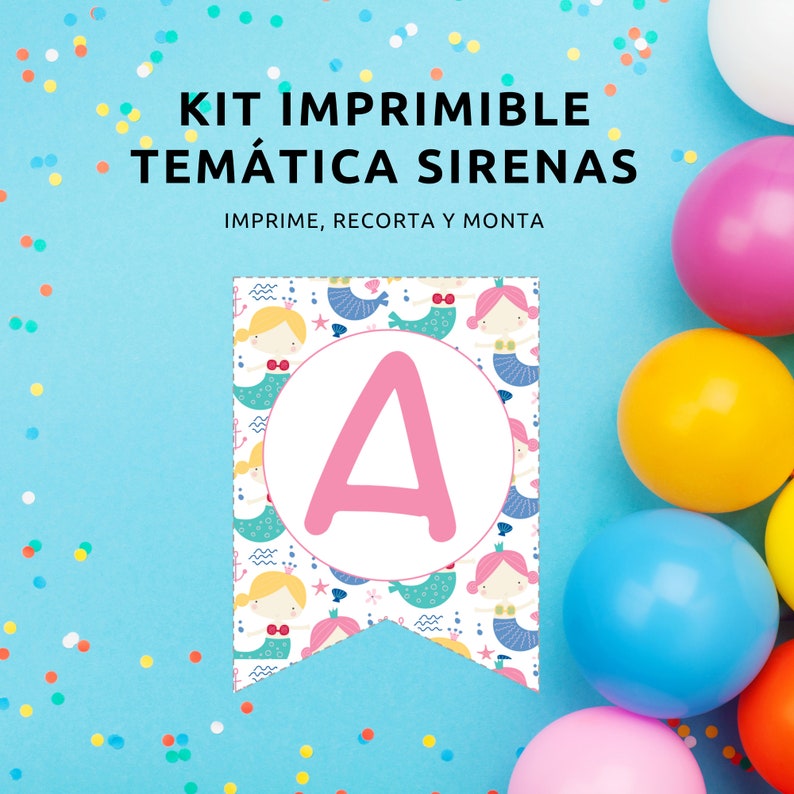 Printable Kit - Party - Birthday - Mermaid Theme - Pennants - Stickers ...