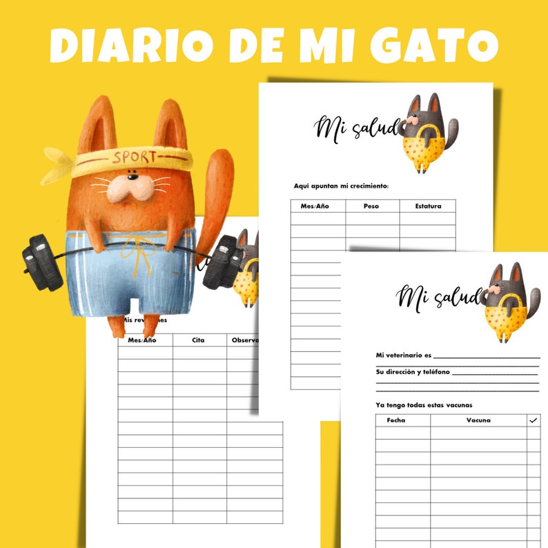 Diario de mi gato || Mascotas || Imprimir || PDF || A4 || Gatos ...