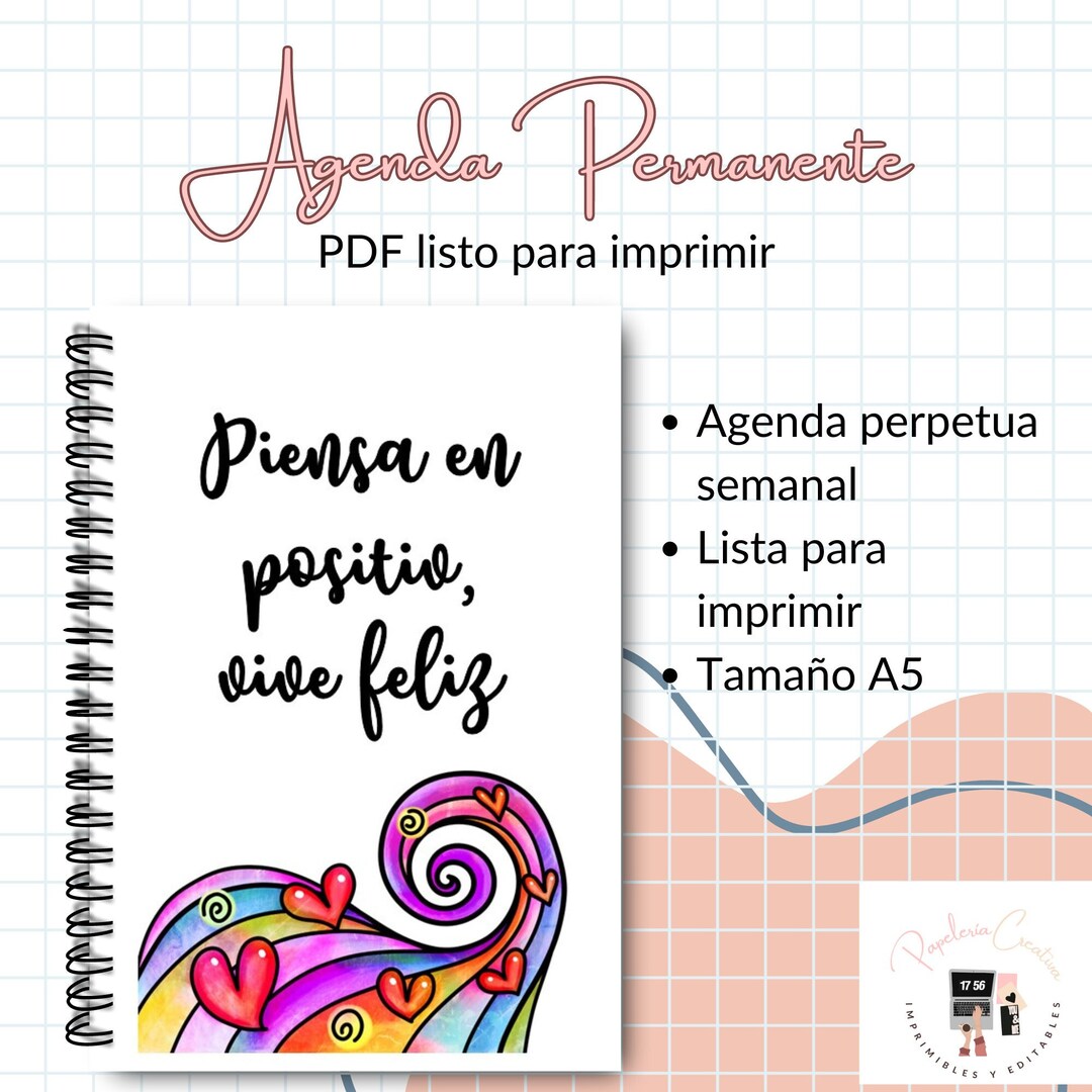 Agenda Perpetua Imprimible A5 | Agenda Sin Fechas para Imprimir ...