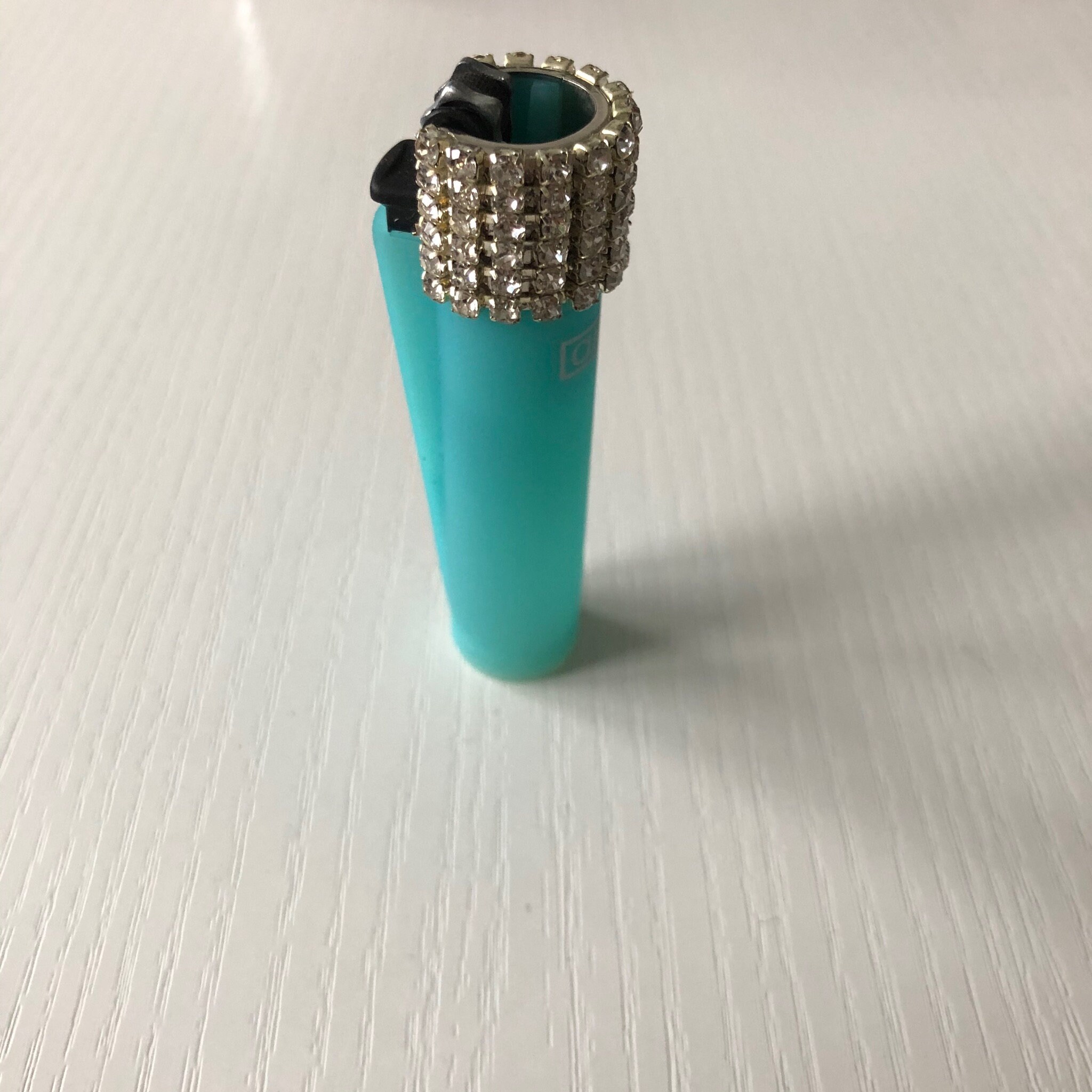 Blue Soft Touch Clipper Lighter With Rhinestone Chain Trim - Etsy