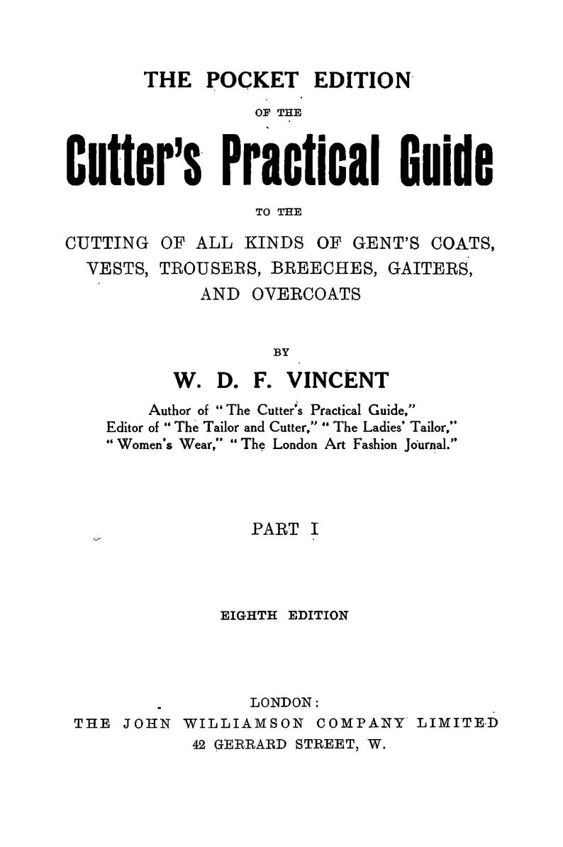 Pocket Edition Cutters Practical Guide 1915 - W. D. F. Vincent - PDF ...