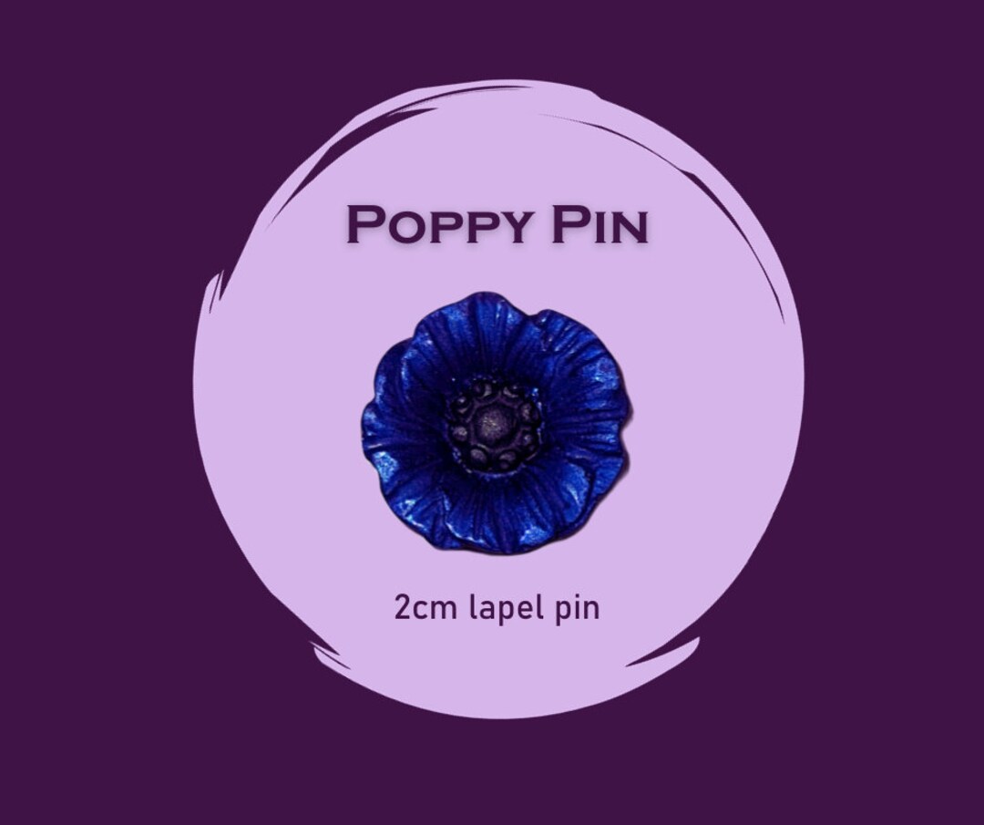Purple Poppy Lapel Pin. Resin Poppy 2cm Diameter - Etsy