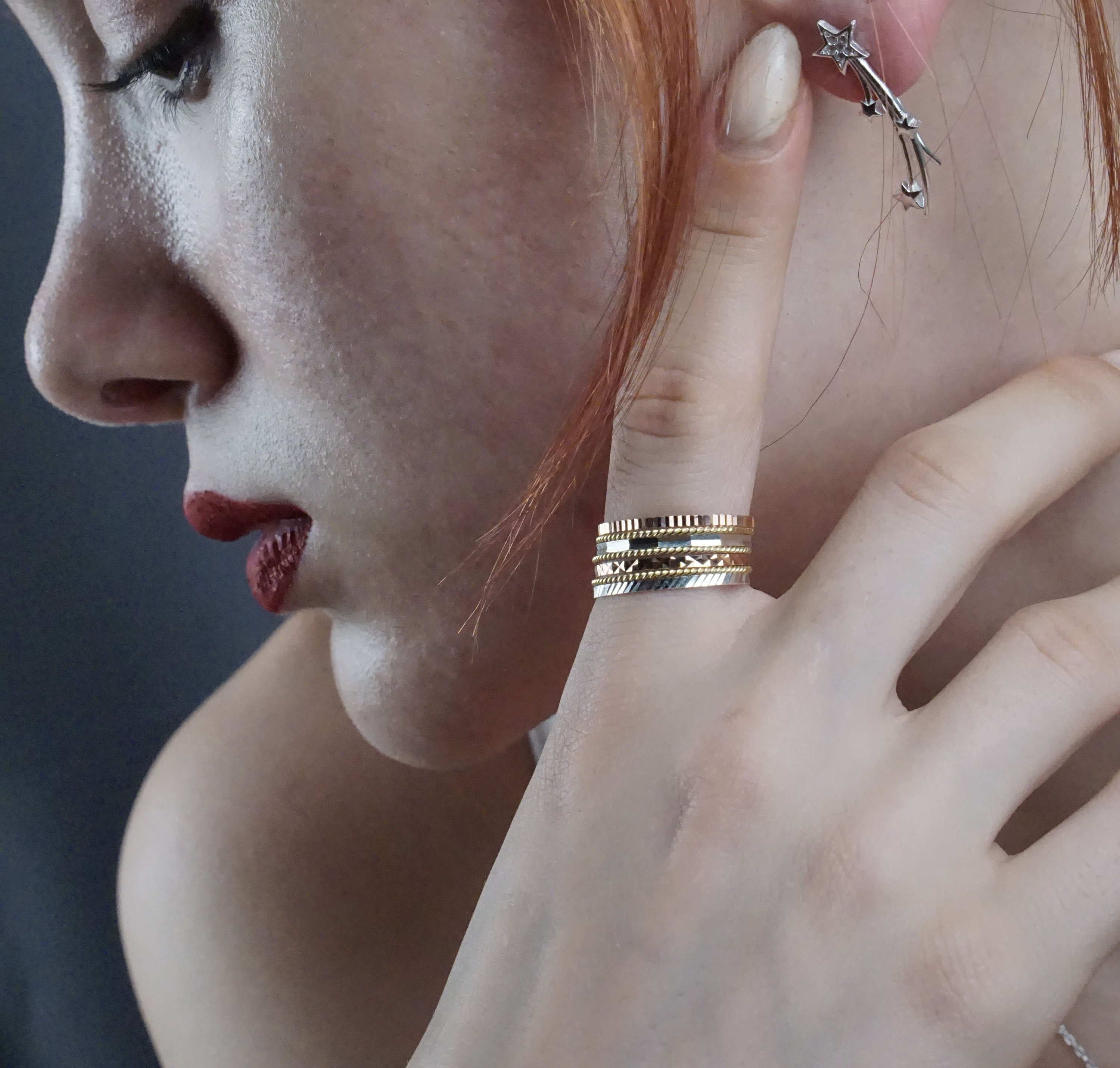 925 Sterling Silver, 7 Band Ring, Rose Gold Multi Strand Ring, 7 Day ...