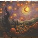 Fall Starry Night Canvas Wrap Wall Decor | Autumn Themed Version of Van ...