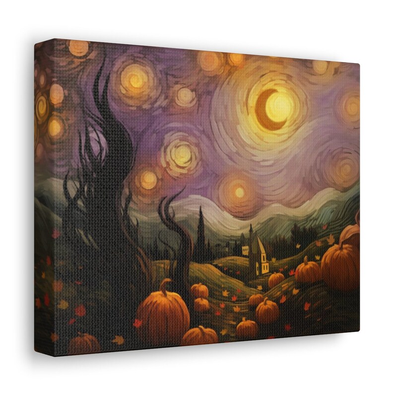 Fall Starry Night Canvas Wrap Wall Decor | Autumn Themed Version of Van ...