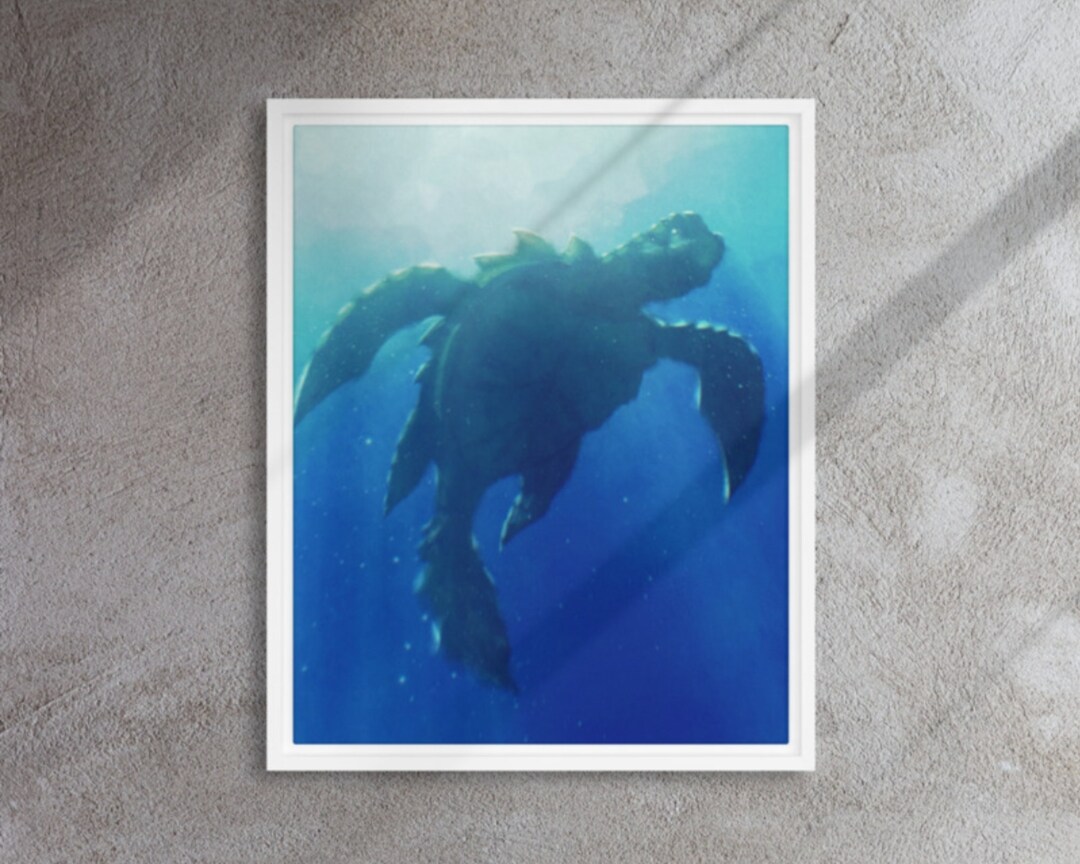 Blue Sea Turtle Printable Wall Art - Etsy