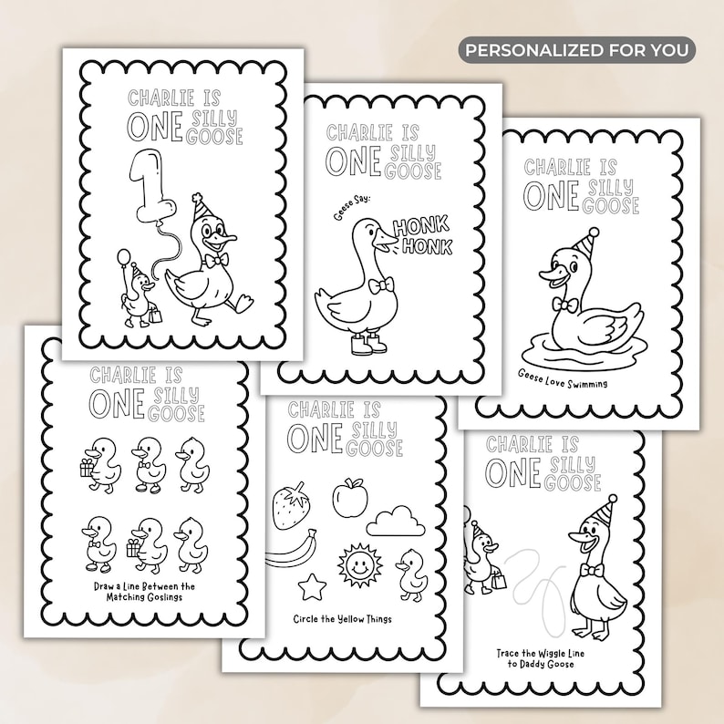 One Silly Goose Coloring Page & Activity Sheet – 6 Pack Birthday ...