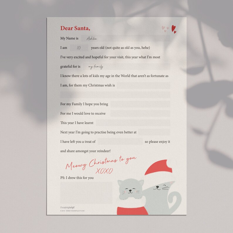 Kids Letter to Santa Printable Template | Christmas Wish List for Santa ...